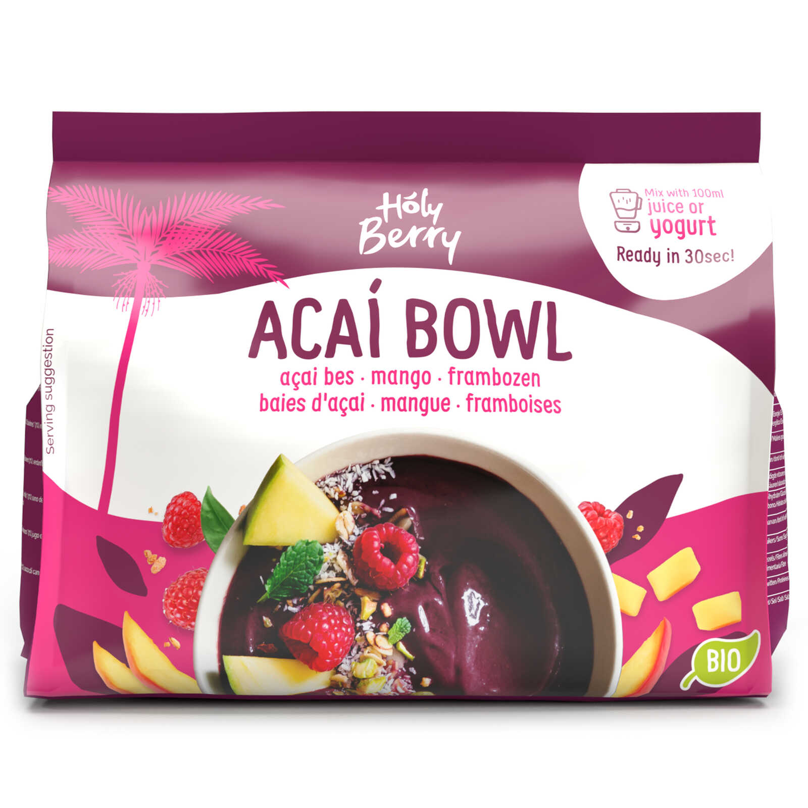 Holy Berry | Acai | Mango | Framboos | Bio | 150 gr | Delhaize