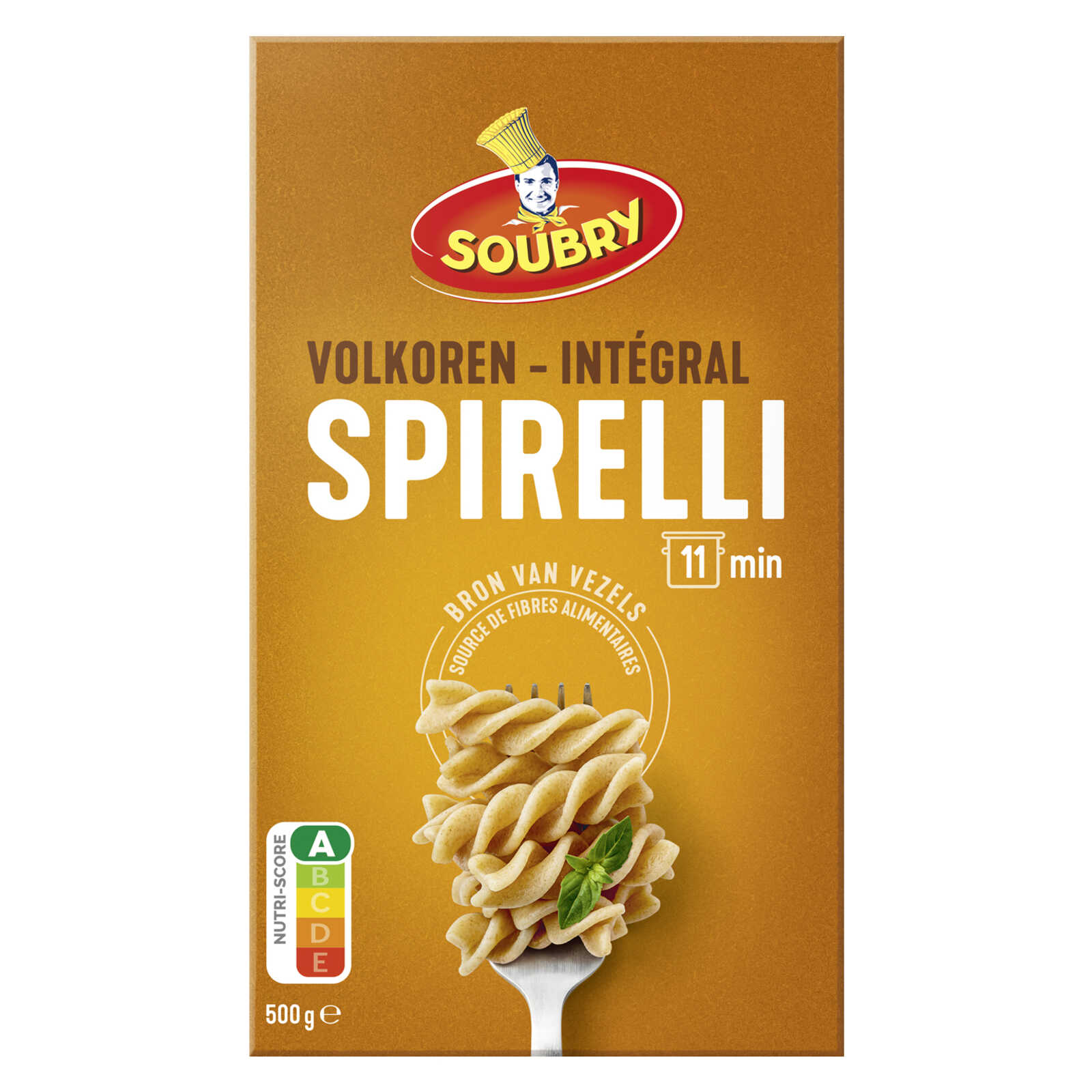 Soubry | Pasta | Spirelli | Volkoren | 500 gr | Delhaize