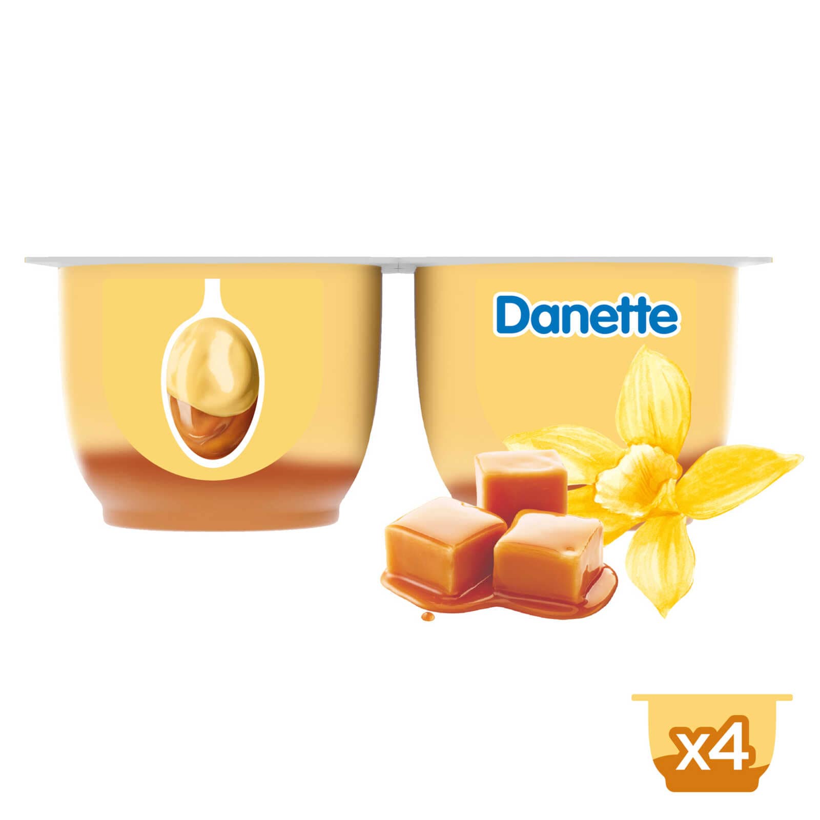 Danette | Crème dessert | Vanille-Caramel | 4 x 125 gr | Delhaize