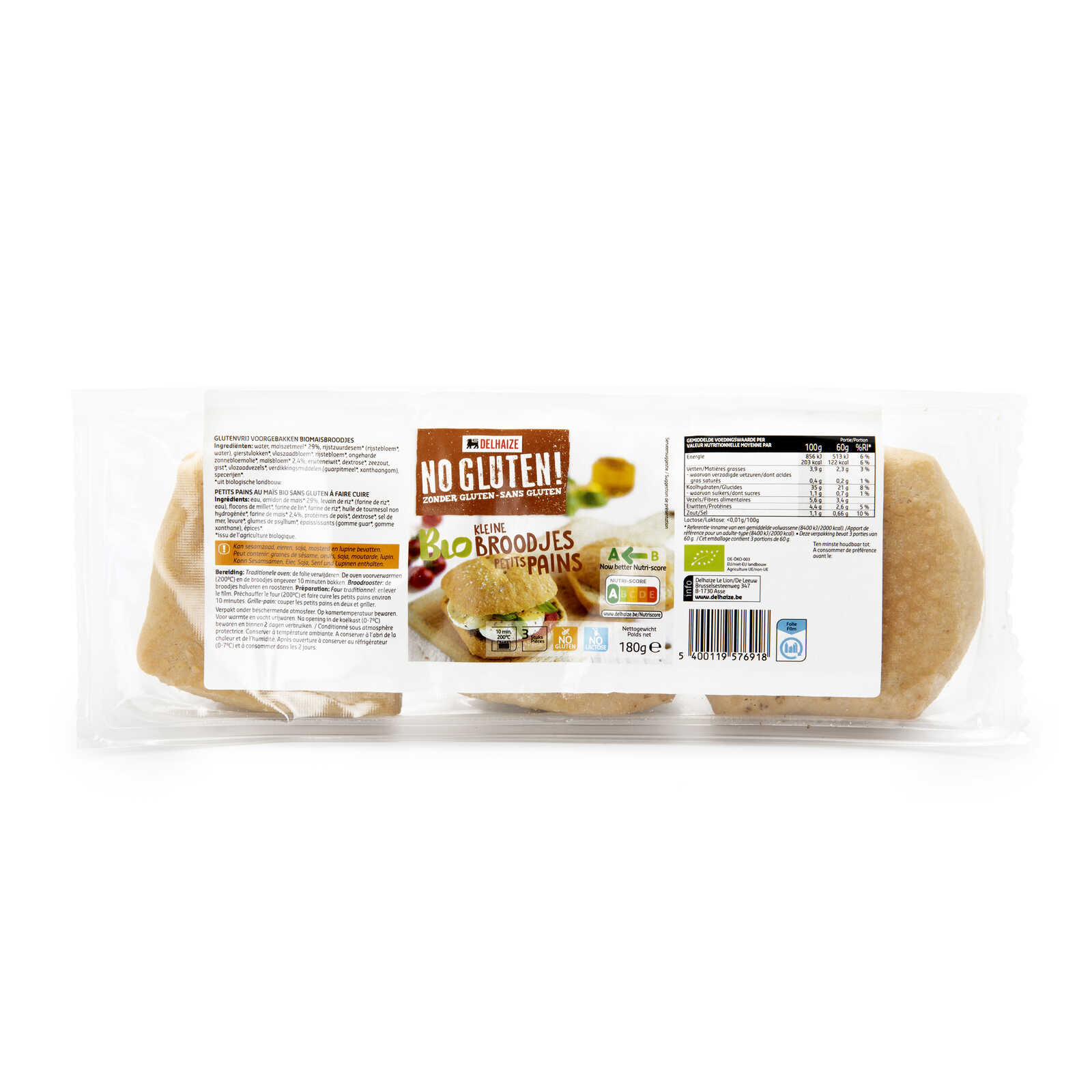Delhaize | No Gluten! | Pains blanc | Petit | Bio | Sans gluten | 180 ...