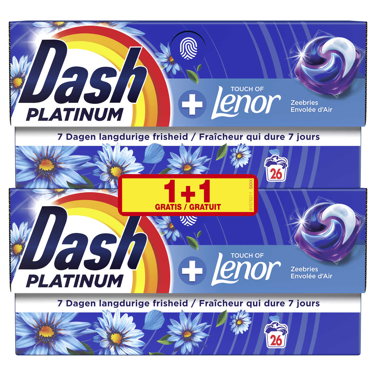 Dash | Platinum | Pods | + Lenor | Envolée d'air | 1+1 | 2 x 26 pc ...