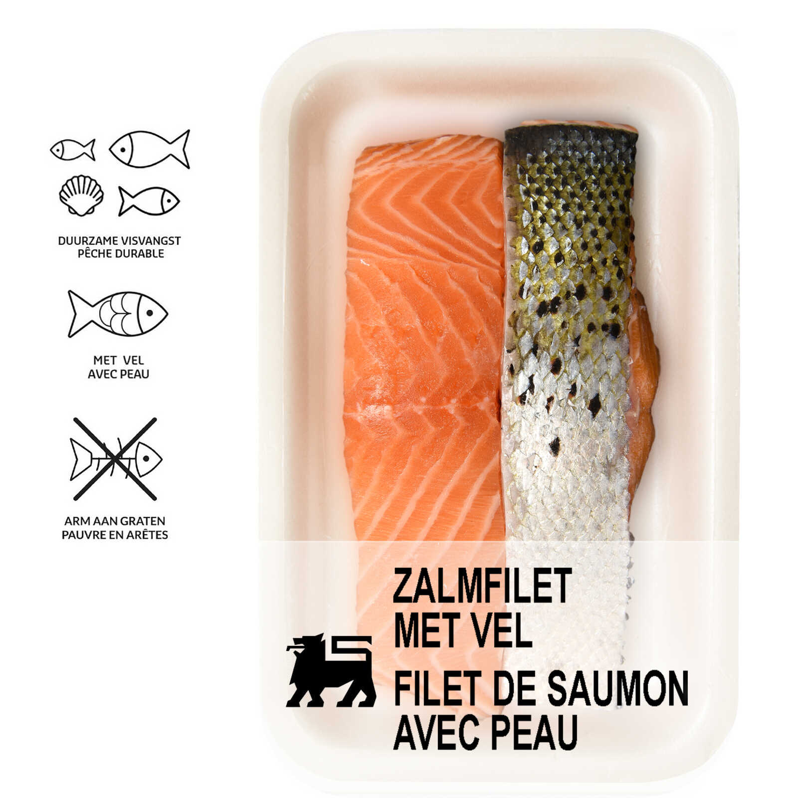 Delhaize | Zalmfilet | Met vel | +/- 260 gr | Delhaize