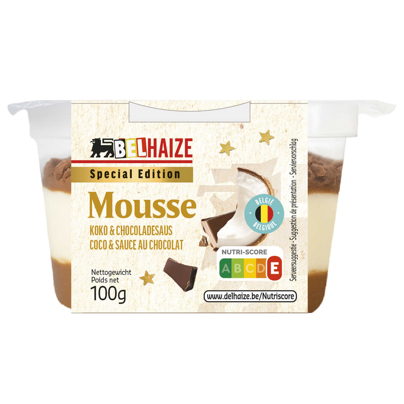 Delhaize | Dessert | Mousse | Kokosnoot | Chocolade | 100 gr | Delhaize