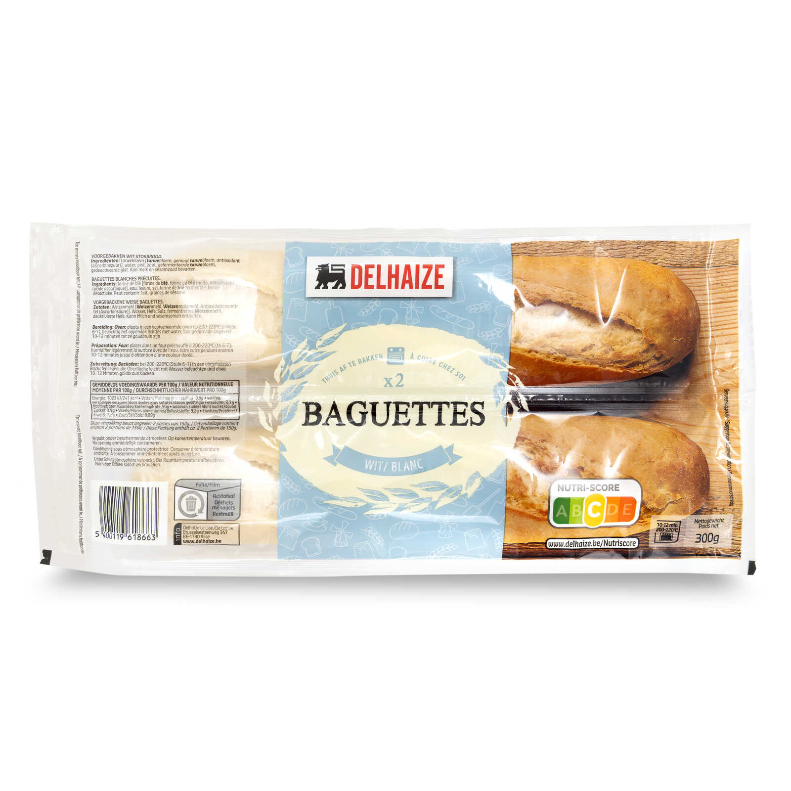 Delhaize | Stokbrood | Wit | 2 stuks | 2 x 150 gr | Delhaize