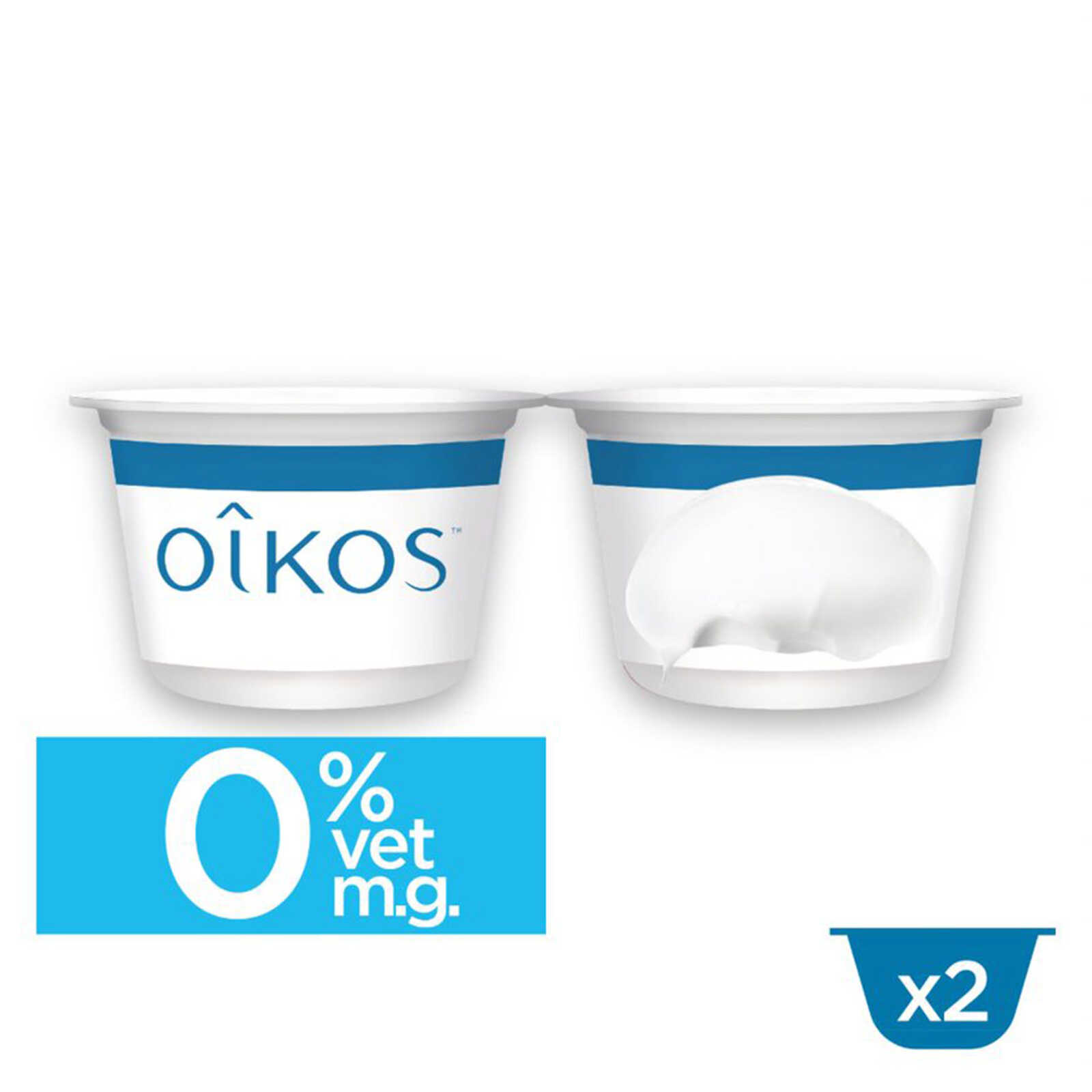 Oikos | Yoghurt | Natuur | 0% | Griekse wijze | 2 x 145 gr | Delhaize