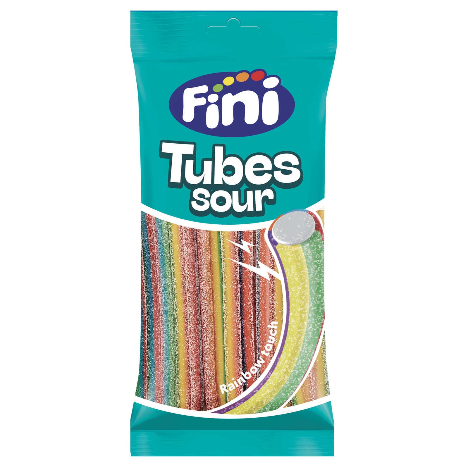 Fini | Bonbons | Tube | Arc-en-ciel | Acide | 90 gr | Delhaize