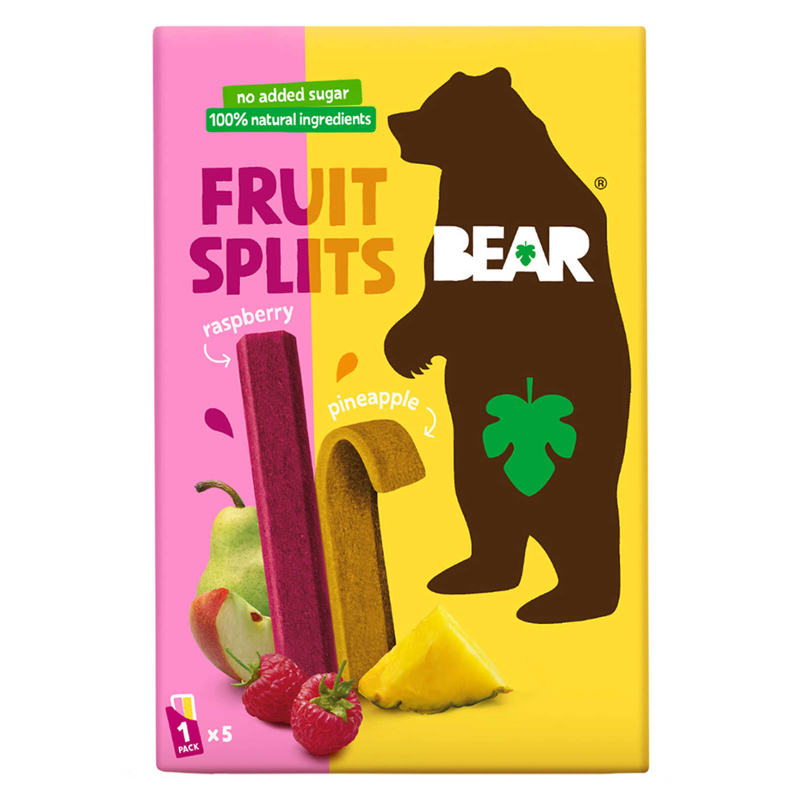 Bear | Fruitreep | Ananas-framboos | 5 x 20 gr | Delhaize