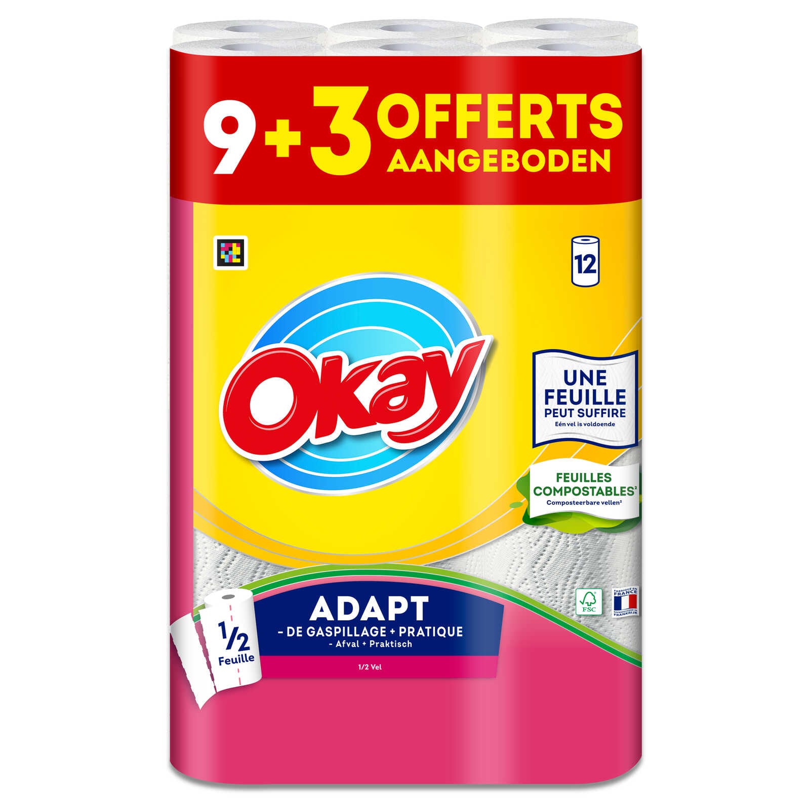 Okay | Keukenrollen | Adapt | 9+3 Rollen | 12 st | Delhaize