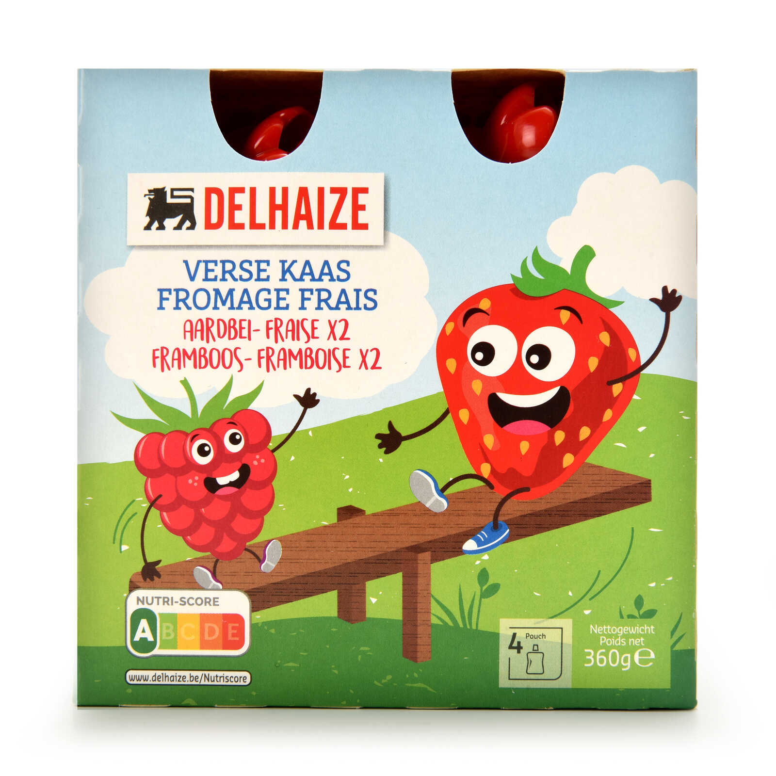 Delhaize | Verse kaas | Aardbei-framboos | 4 x 90 gr | Delhaize