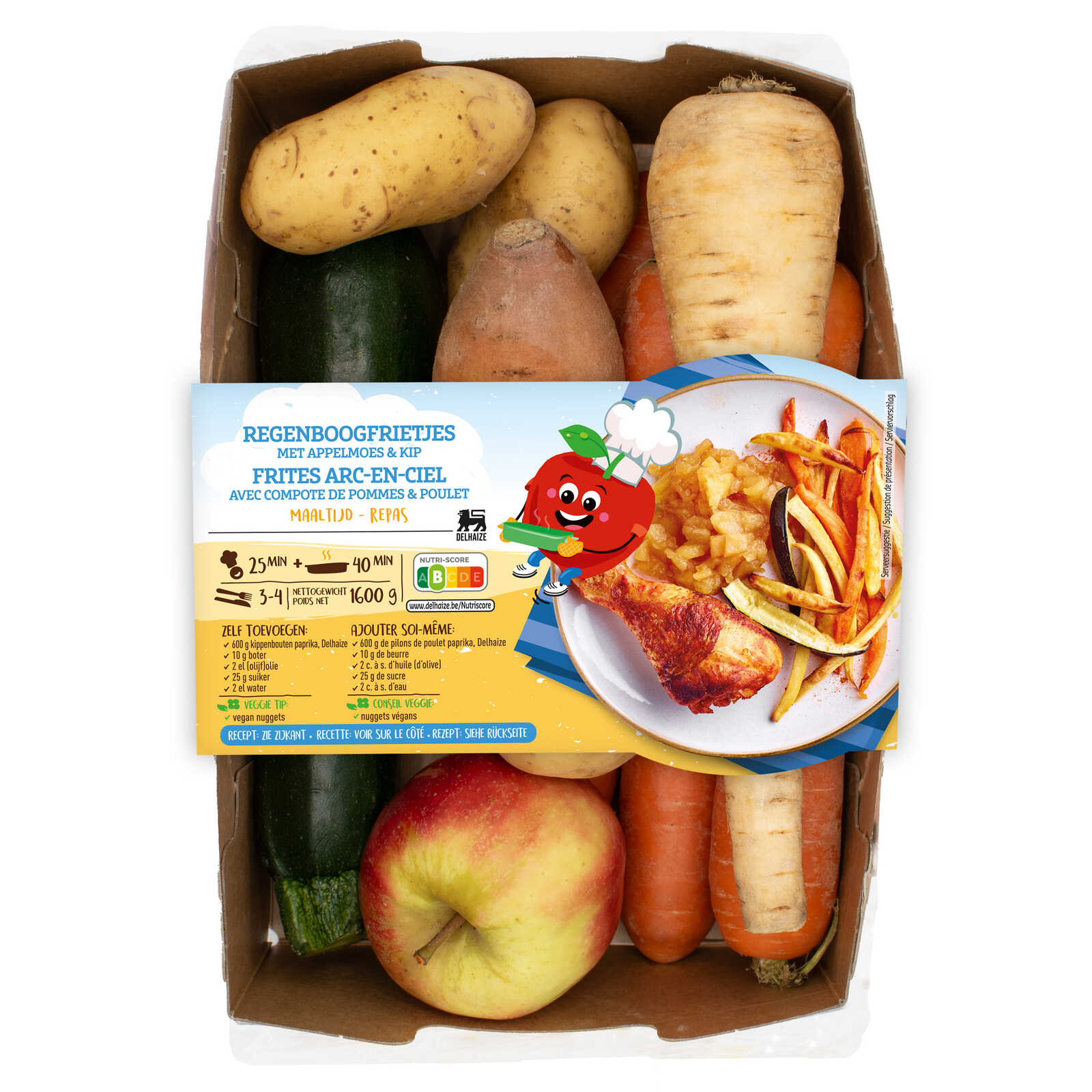 Delhaize | Boîte de repas | Frites arc-en-ciel | Poule | 1,6 kg | Delhaize
