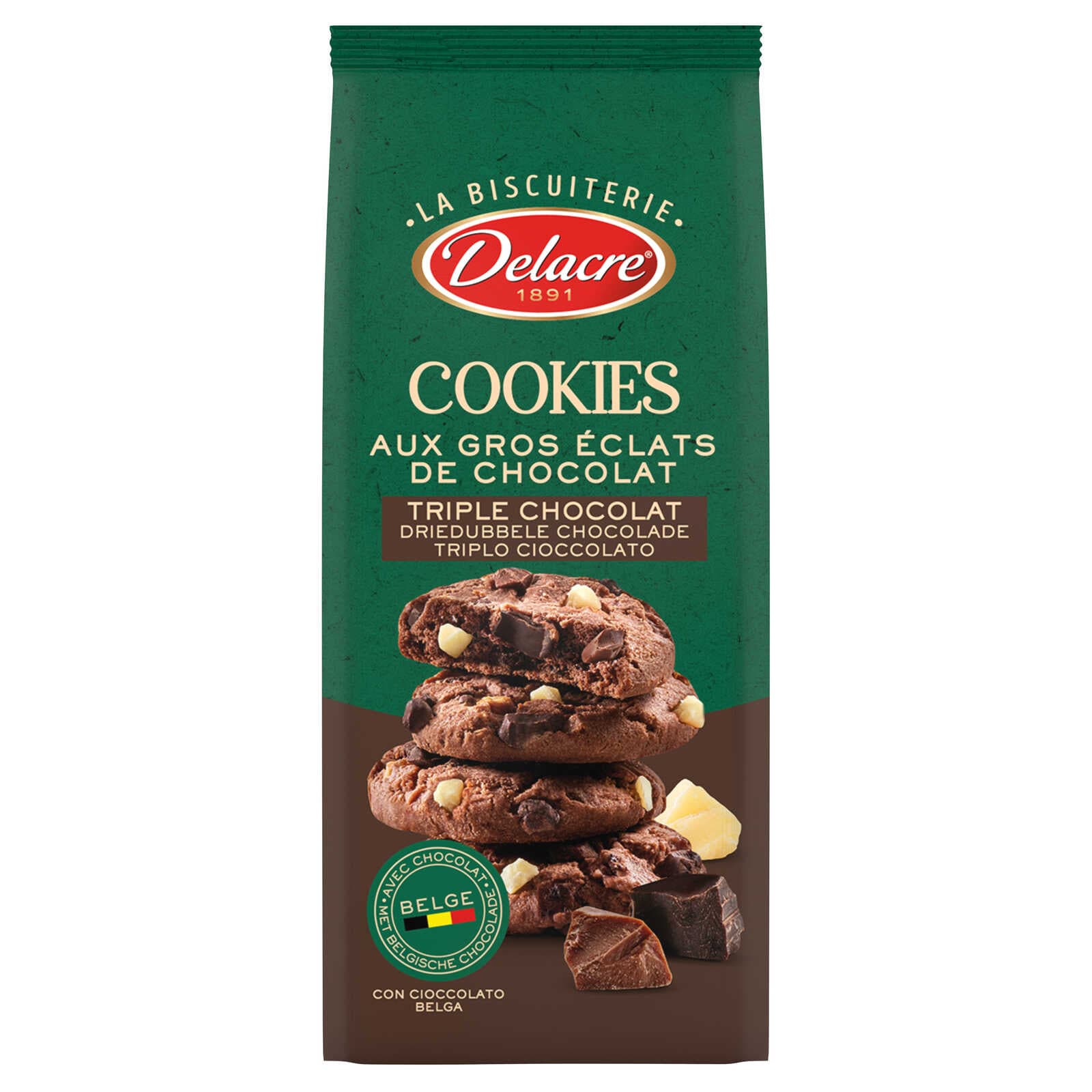 Delacre | Cookie | Driedubbele chocolade | 136 gr | Delhaize