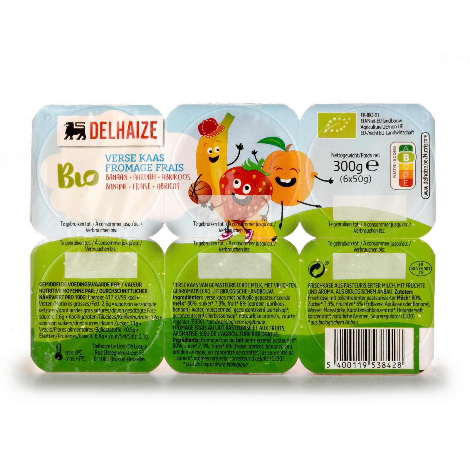 Delhaize | Bio | Verse kaas | met vruchten | Bio | 6 x 50 gr | Delhaize