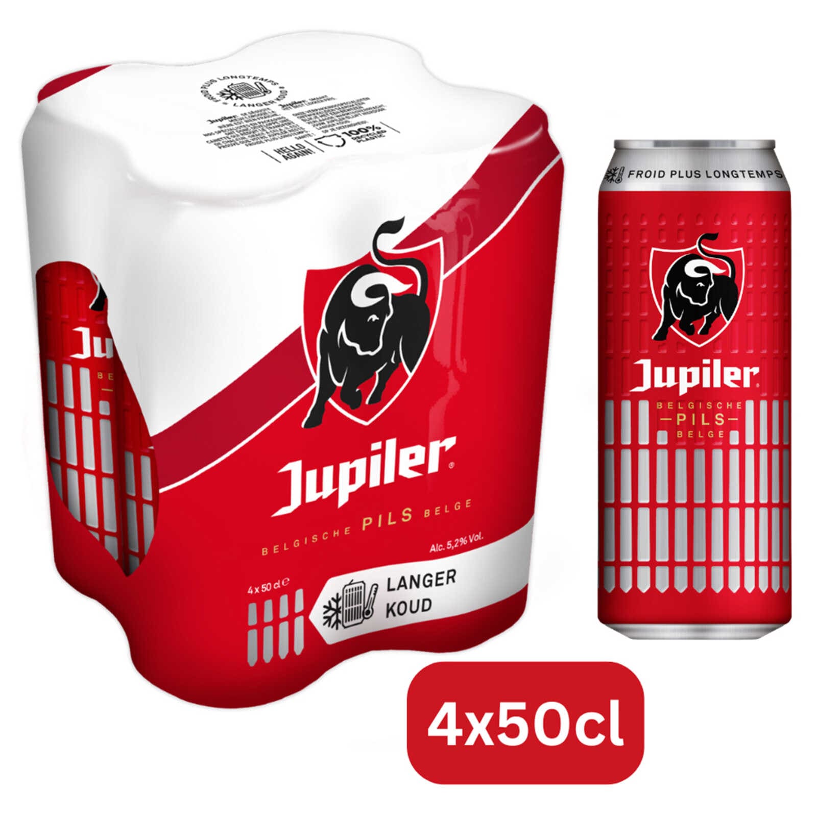Jupiler | Blond Bier | Pils | 5,2% alc. | Blik | 4 x 50 cl | Delhaize